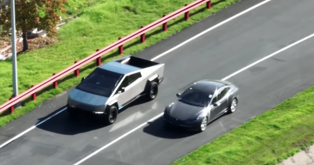 Cybertruck: Drone Shots Running on the Tesla Test Track Reveals All