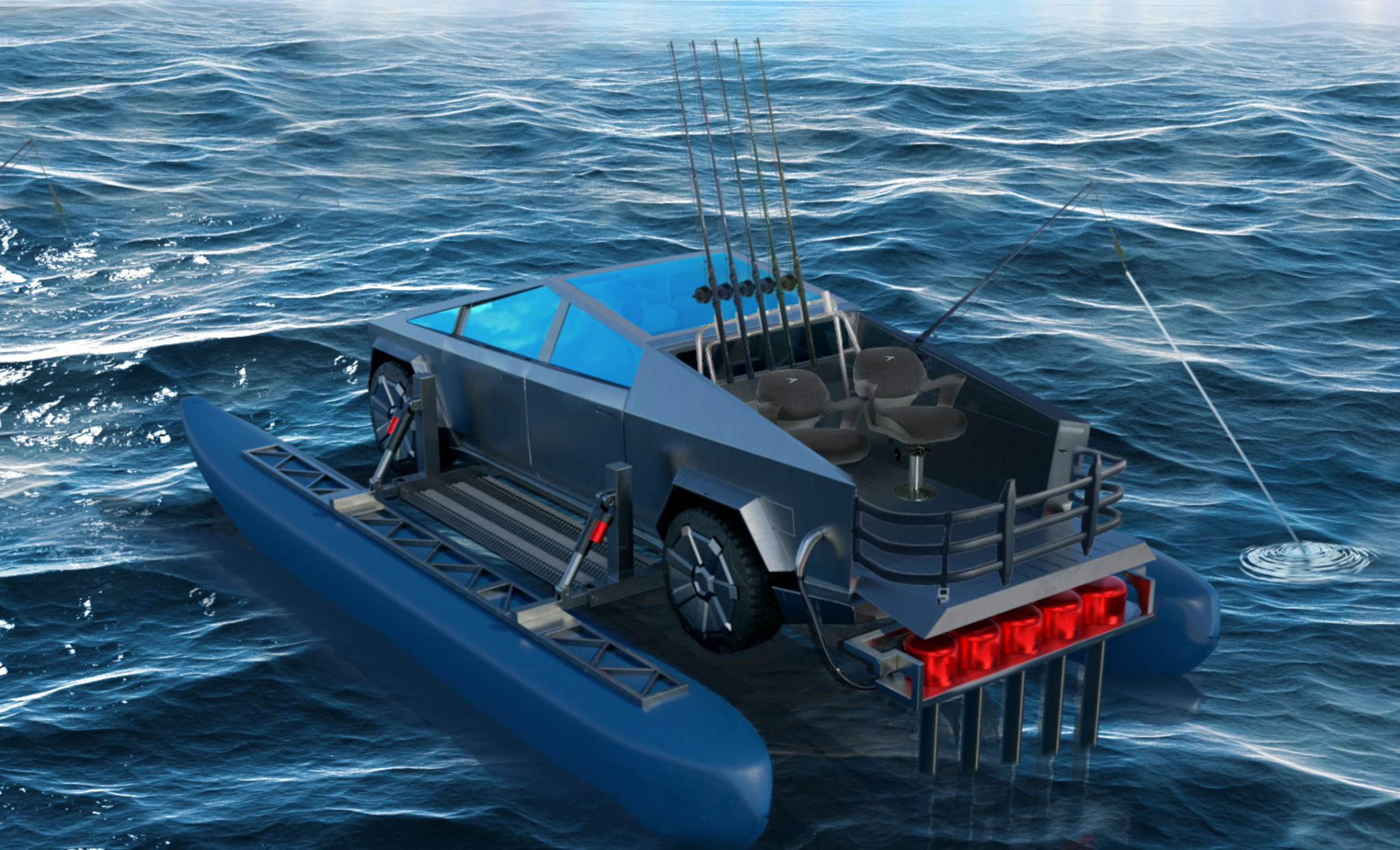 Turn Your Cybertruck Into A Catamaran With This Cybercat Kit!