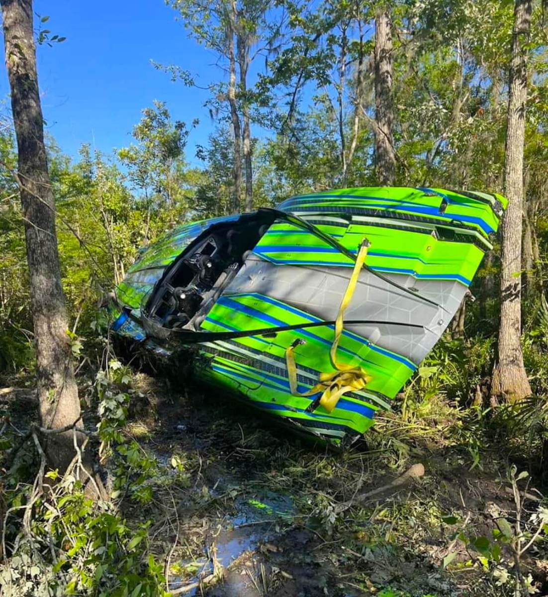 $1.7 Million Corvette Hyper Muscle Boat Crashes Through Woods Slicing Trees
