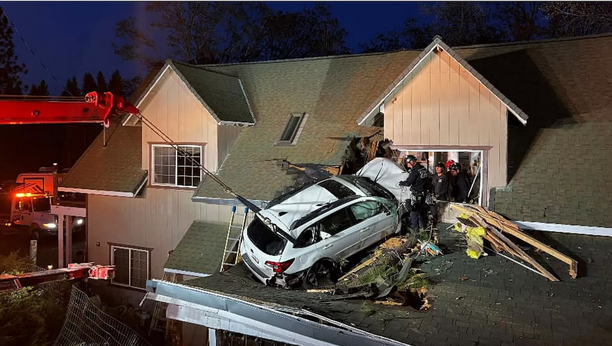 Flying SUV Crash Lands in Second-Story Bed Room of Someone's House
